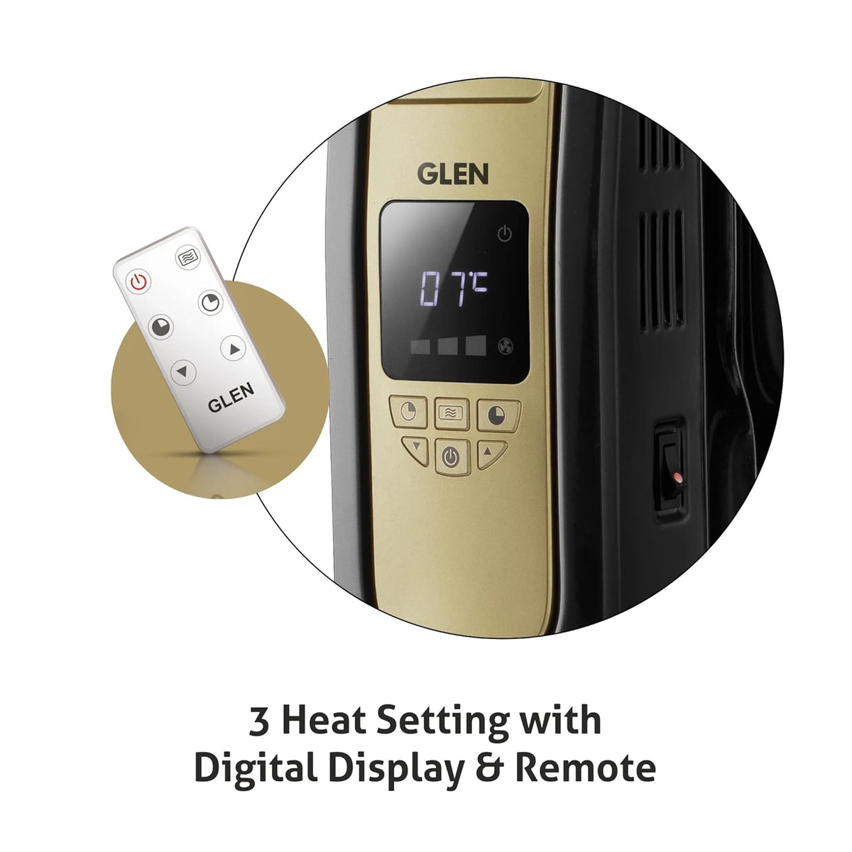 Glen HA 7013 13 Fin Oil Filled Radiator Room Heater | 2900 W | Digital
