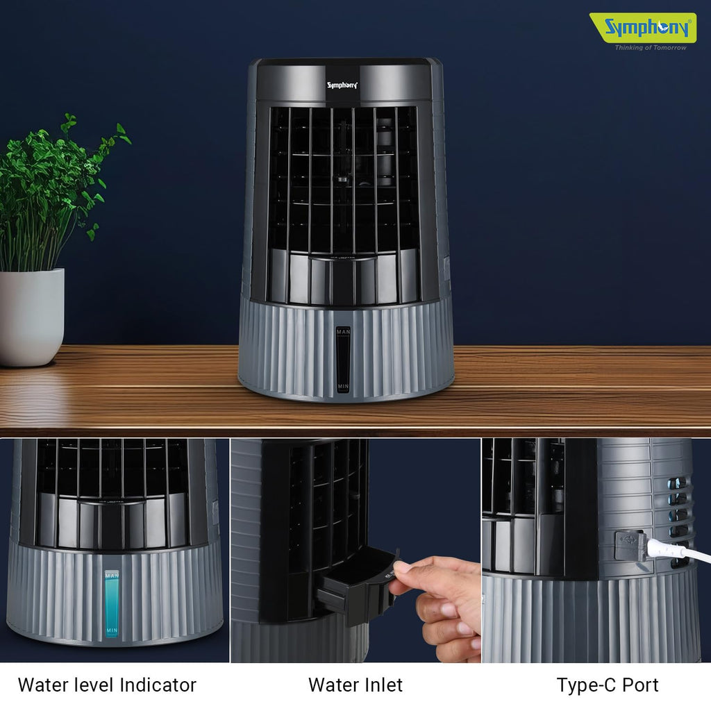 Symphony Duet Mini Portable Tabletop Air Cooler (Grey) | Mahajan ...