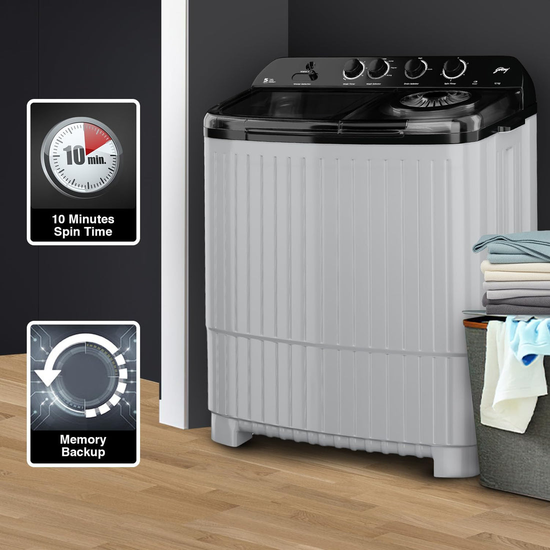 Buy Godrej WS EDGE UNO 120 5.0 PB4 MIGR 12kg Semi-Automatic Top Load Washer