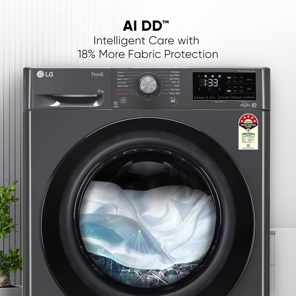 LG FHP1208Z5M 8 Kg 5 Star Front Load Washing Machine | AI DD, Steam ...