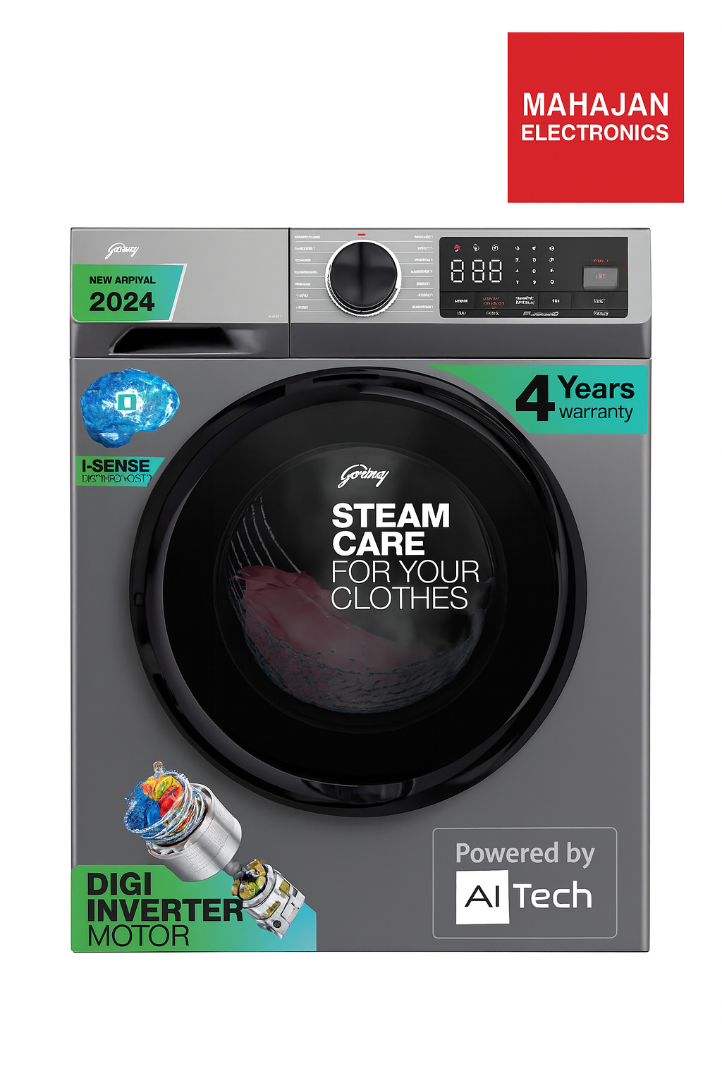 Godrej 9 Kg Front Load Washing Machine | AI Tech, Steam Wash, 1400 RPM