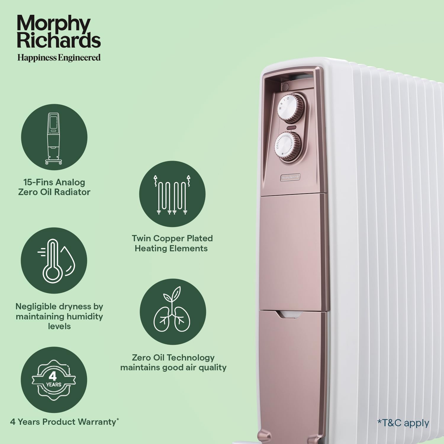 Morphy Richards Thermocore Xr Analog 15 Fins Oil Free Radiator Room He