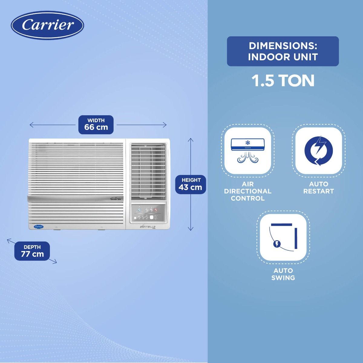 1.5 ton window inverter ac store