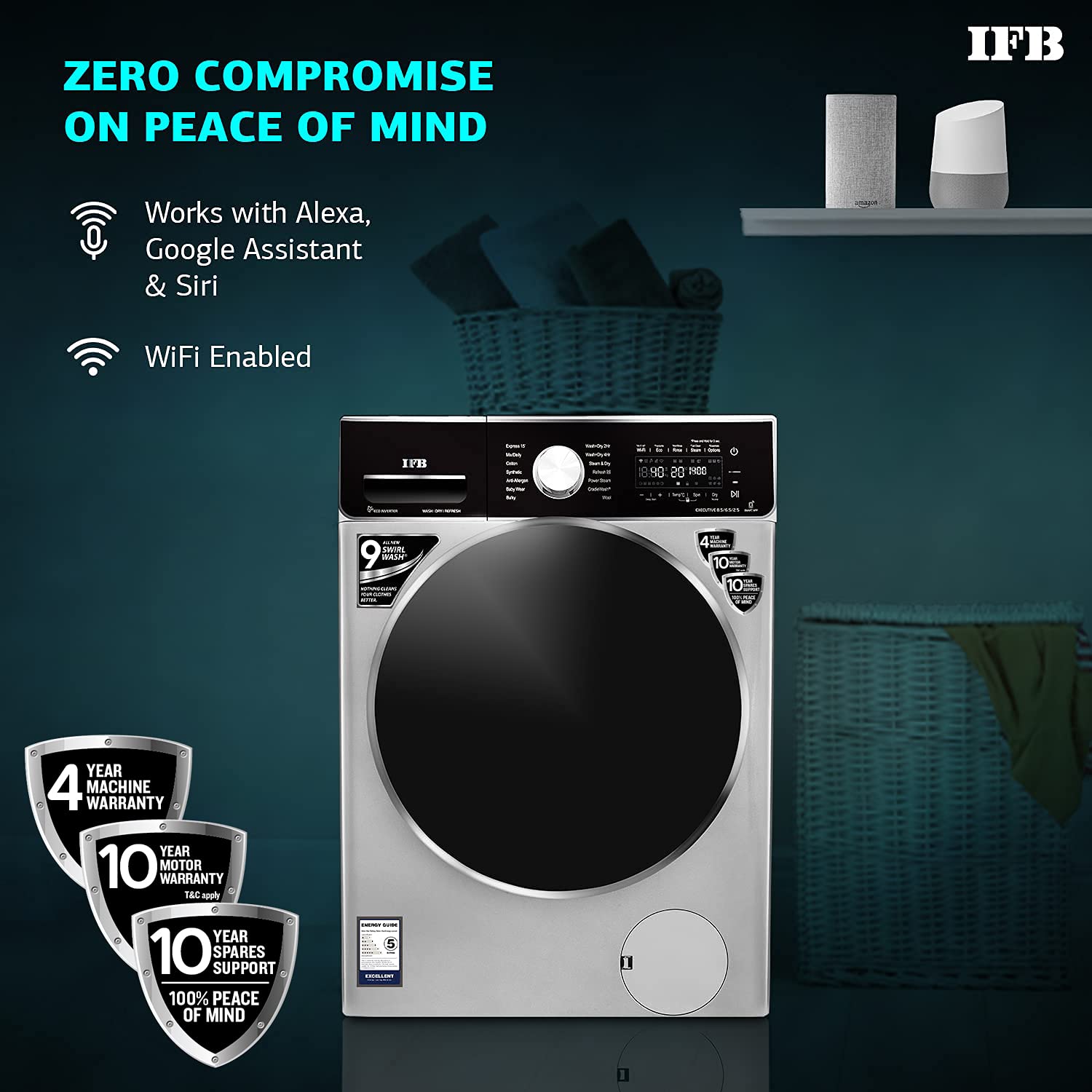 IFB Washer Dryer Executive ZXS 8.5/6.5kg 5 Star Inverter Fully-Automat